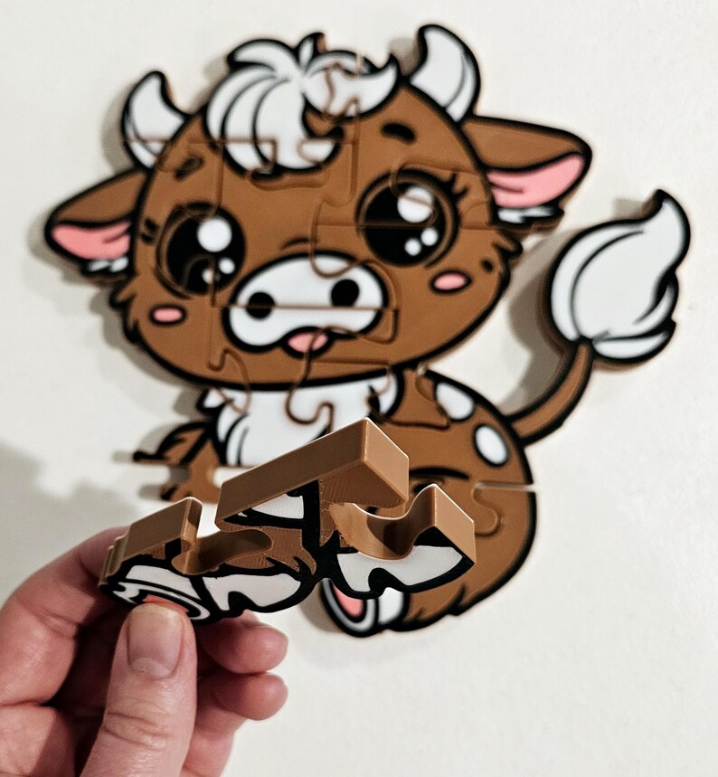 Highland Cow 3D Printed Jigsaw Floor Puzzle – Educational Toy for ...
