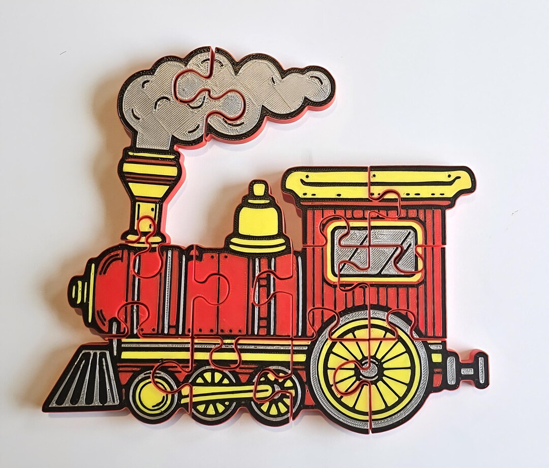 Train Engine 3D Printed Jigsaw Puzzle, Chunky Educational Toy for ...