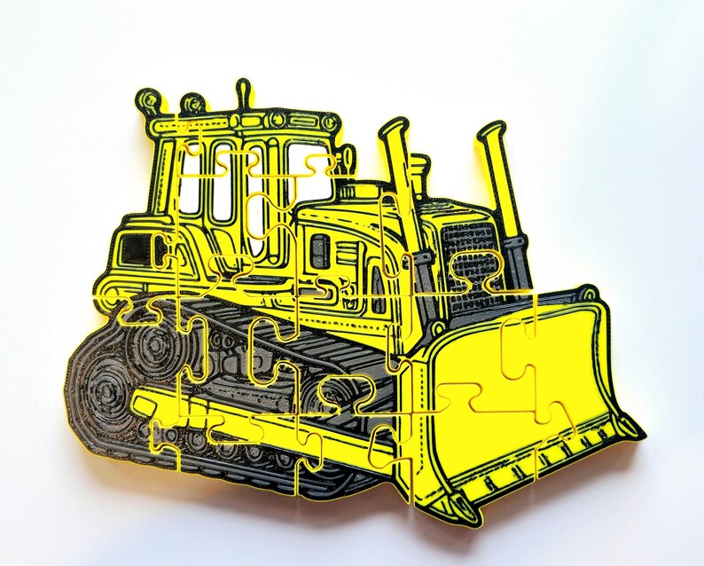 Bulldozer 3D Printed Jigsaw Puzzle, Chunky Construction Toy for ...
