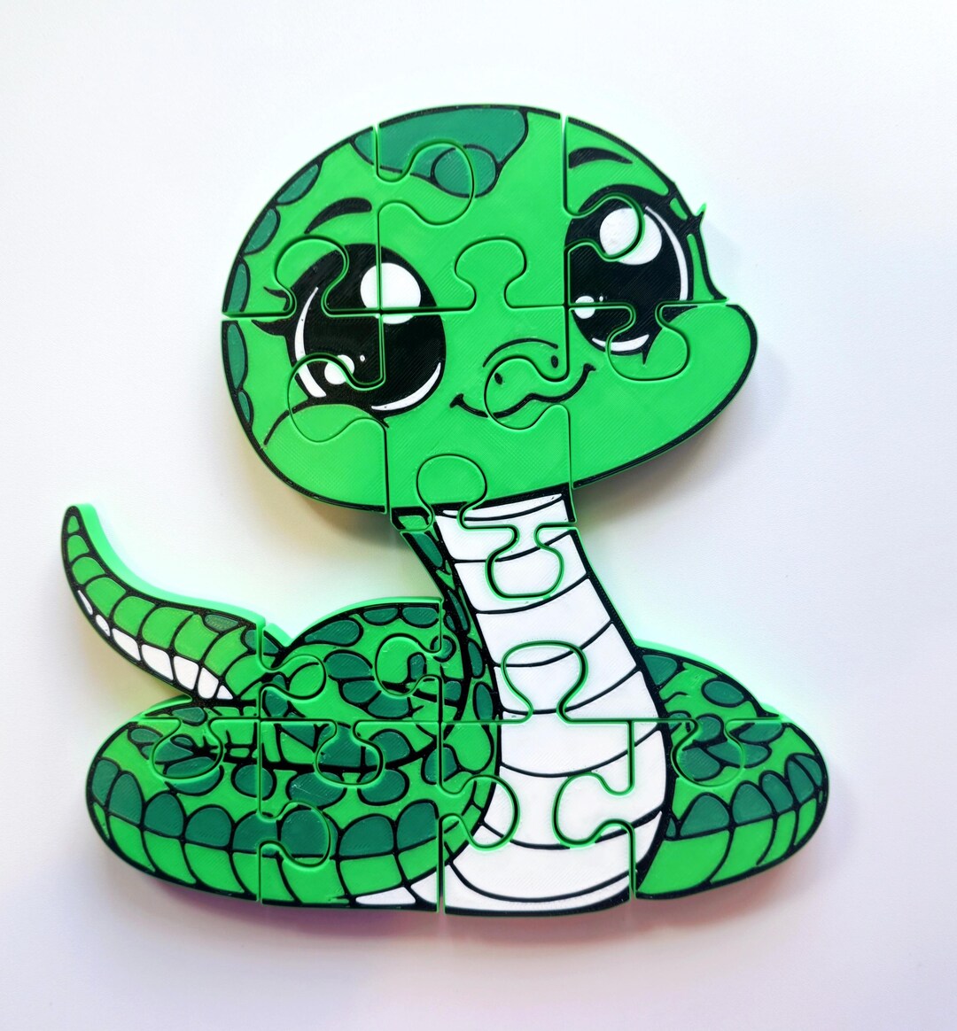 Snake 3D Printed Jigsaw Puzzle, Chunky Animal Educational Toy for ...
