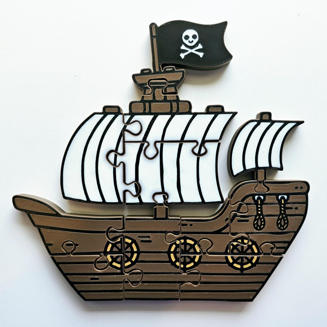 Pirate Ship 3D Printed Jigsaw Puzzle, Chunky Puzzle for Toddlers ...