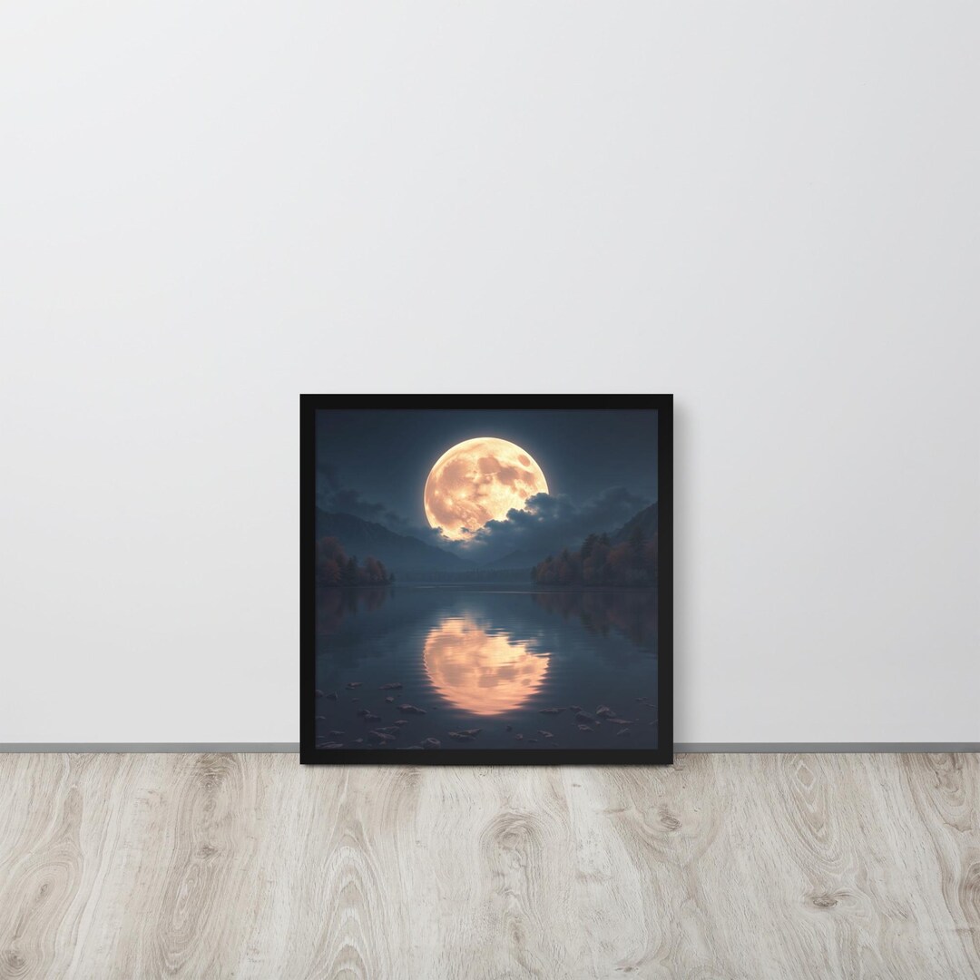 Moonlight Reflection, Moonlight Night, Reflection on Water, Wall Art ...