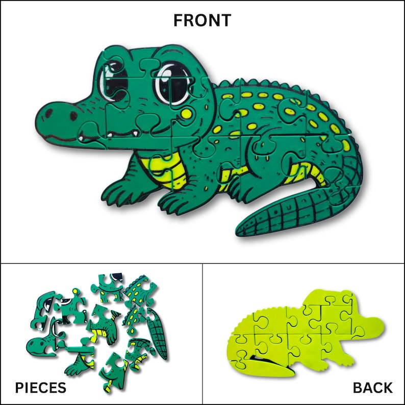 Alligator 3D Printed Jigsaw Puzzle – Chunky Toddler Puzzle, Educational ...