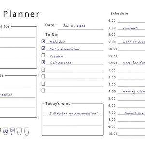 Daily Planner (with to Do List and Schedule) - Etsy