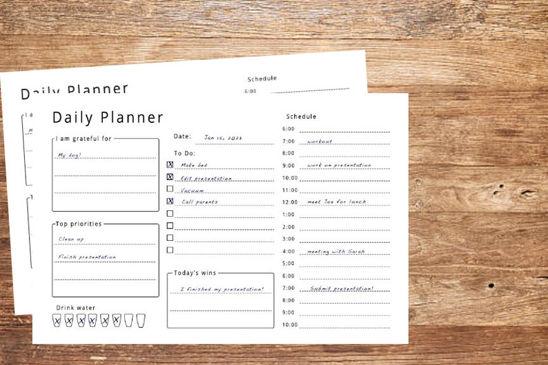 Daily Planner (with to Do List and Schedule) - Etsy