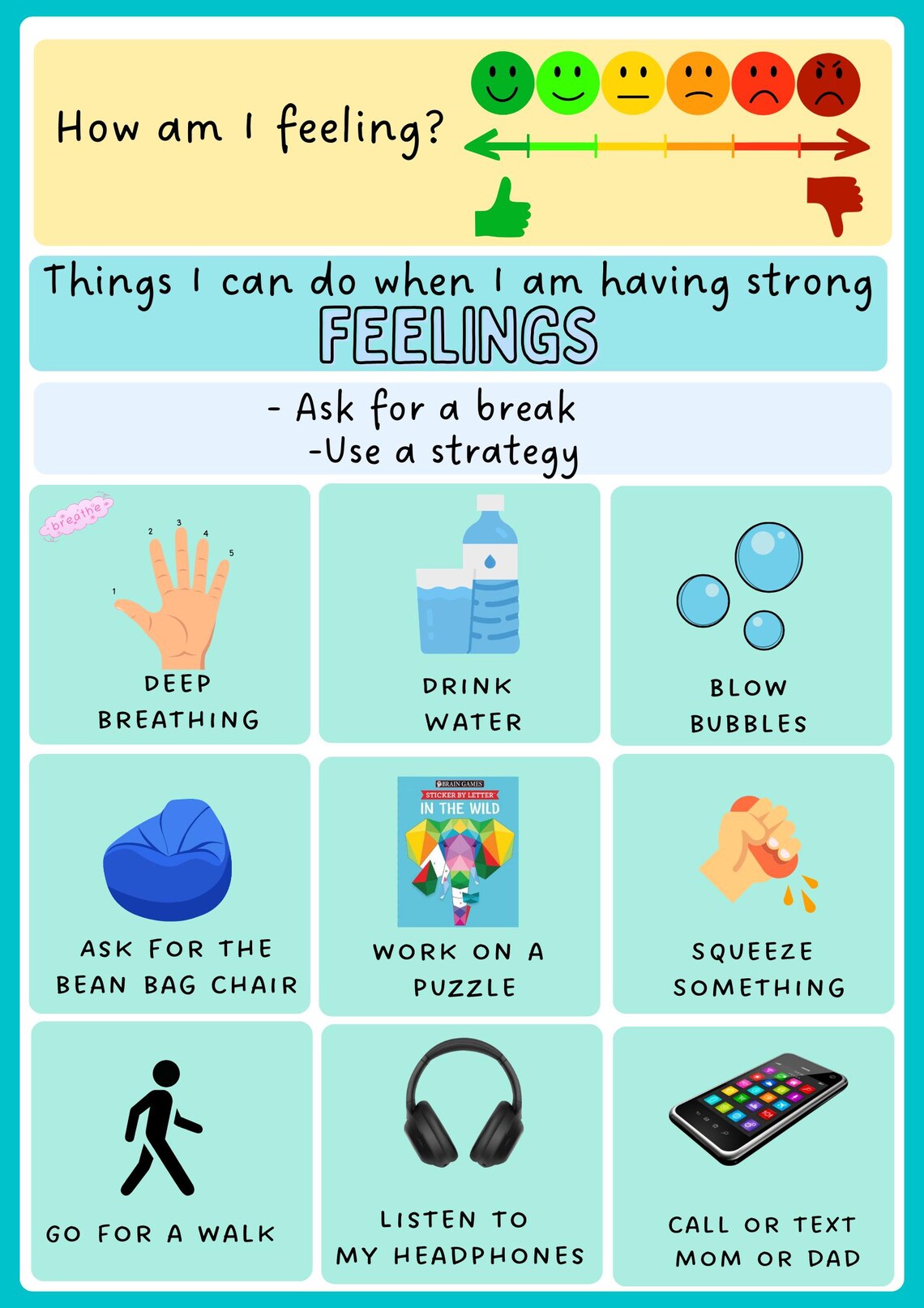 Calming Strategies Chart - Etsy