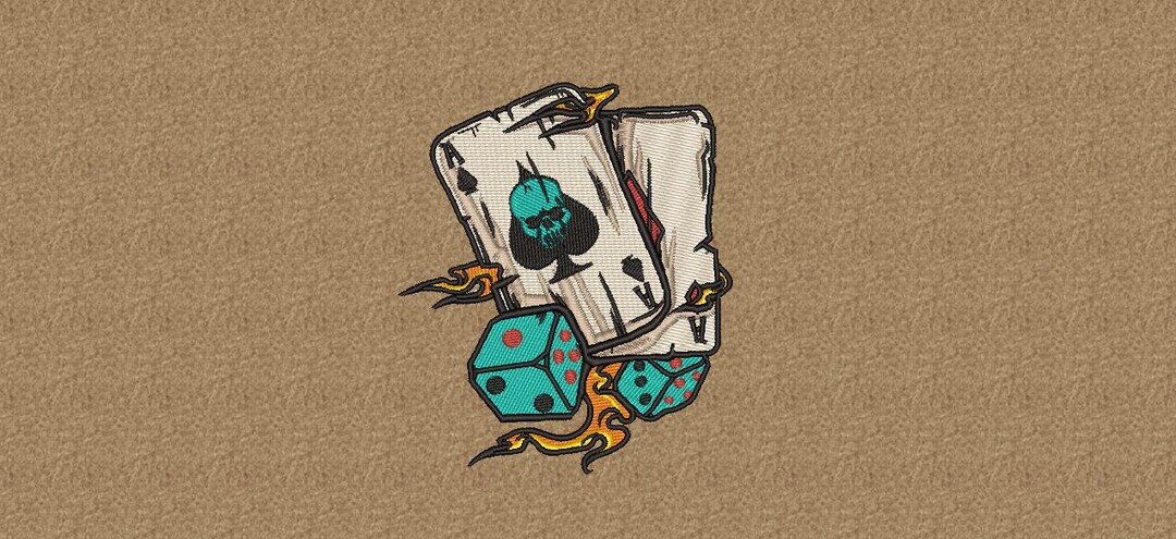 Ace Cards Dice Fire Embroidery Design .pes .dst .jef .vp3 .exp .hus - Etsy