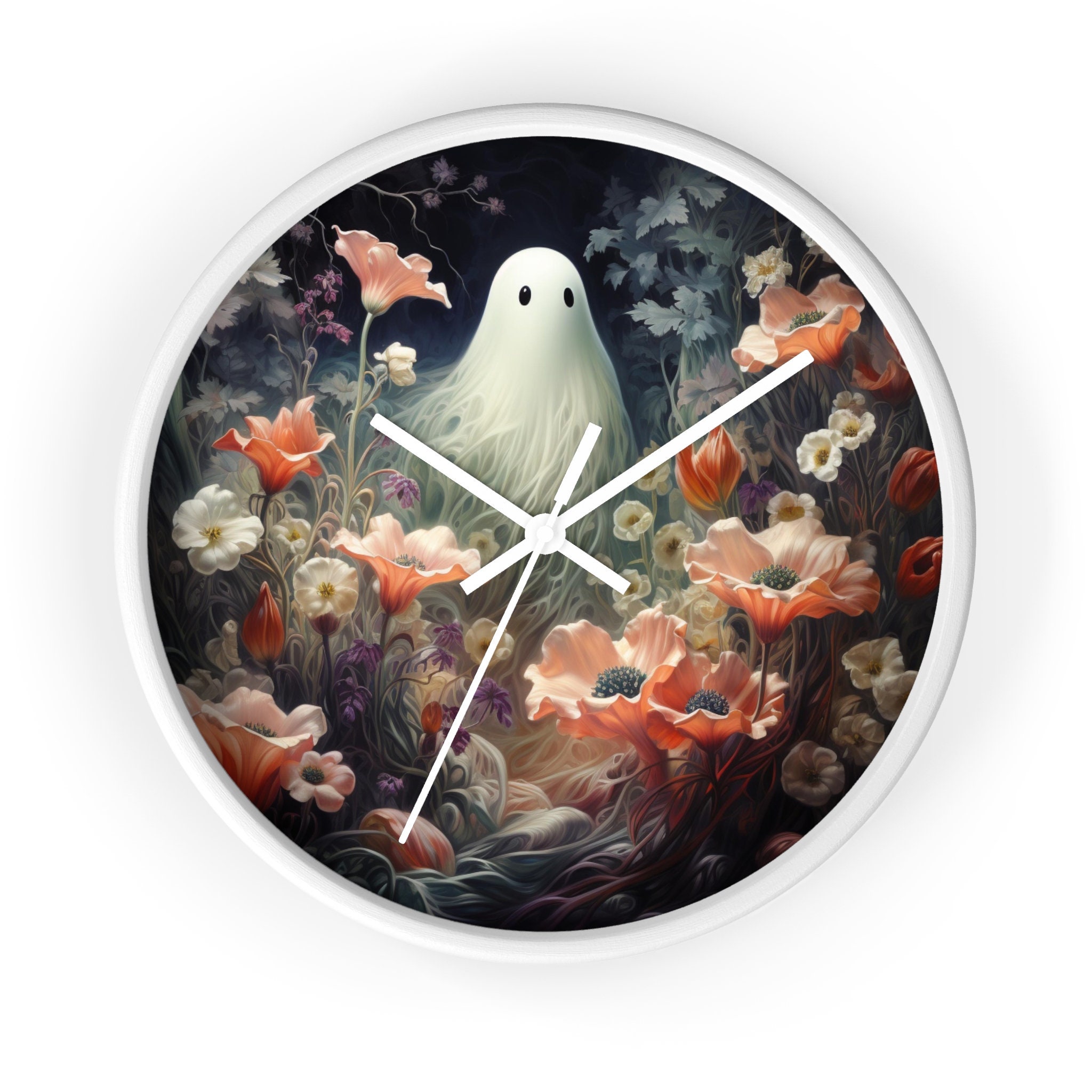 Ghost amongst flowers Wall Clock sold by Insignificant Showman | SKU ...