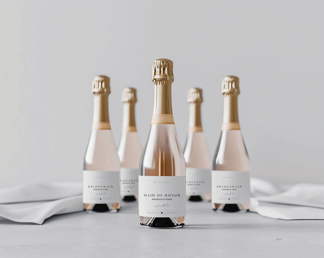 Bridesmaid & MOH Customizable Mini Bottle Proposal Label Template - Etsy