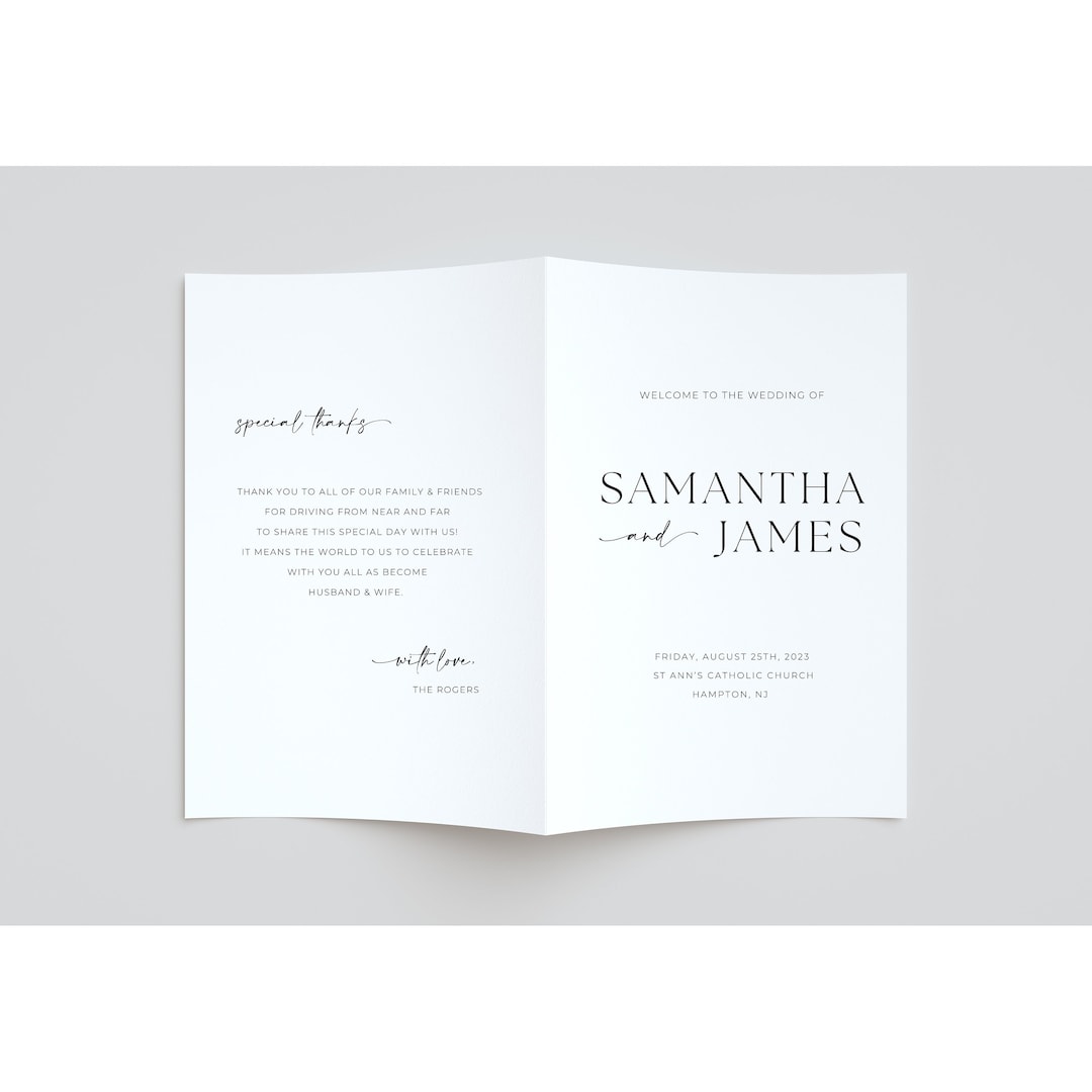 Modern Wedding Ceremony Program Template - Etsy