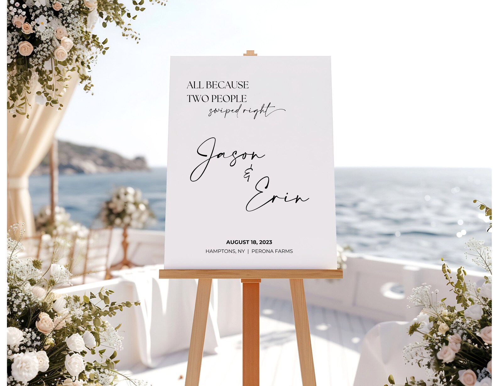 Modern "all Because Two People Swiped Right" Welcome Sign Template - Etsy