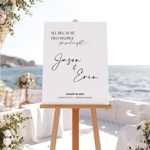 Modern "all Because Two People Swiped Right" Welcome Sign Template - Etsy
