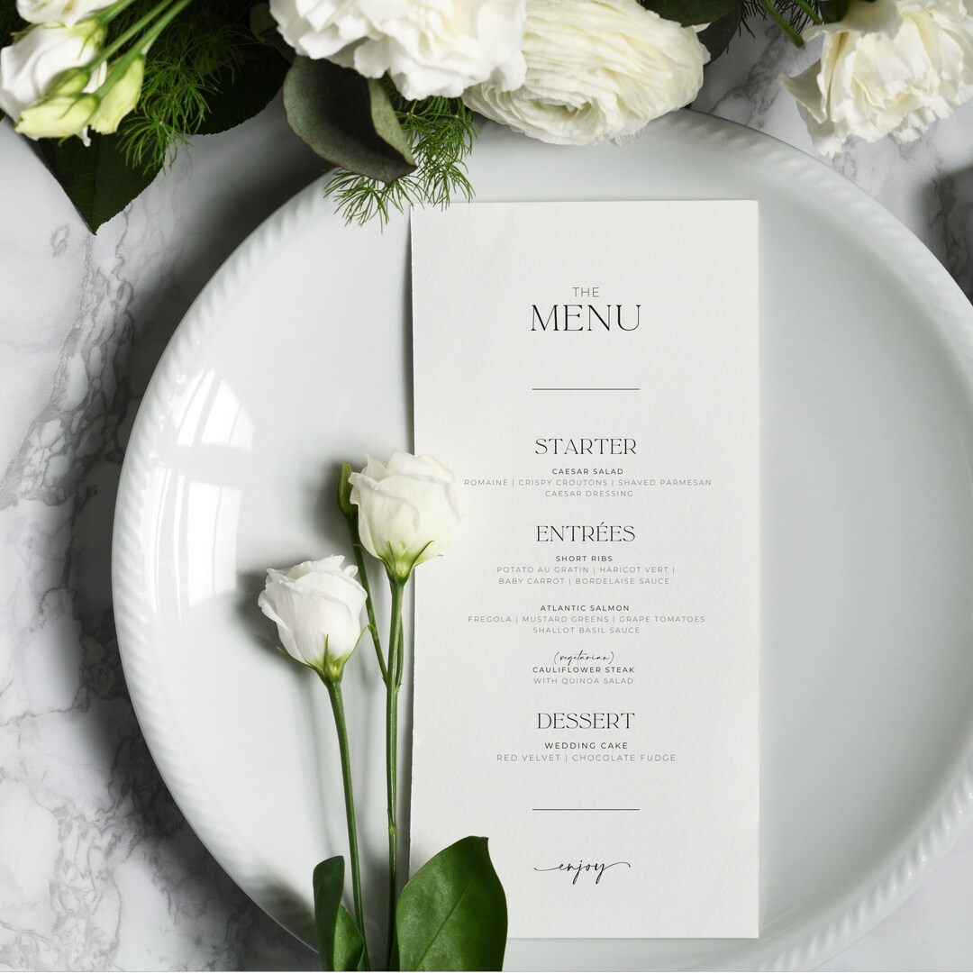Modern Simplistic Dinner Menu Template - Etsy