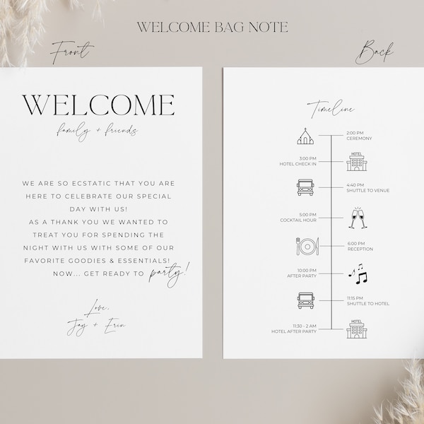 Wedding Welcome Note - Etsy