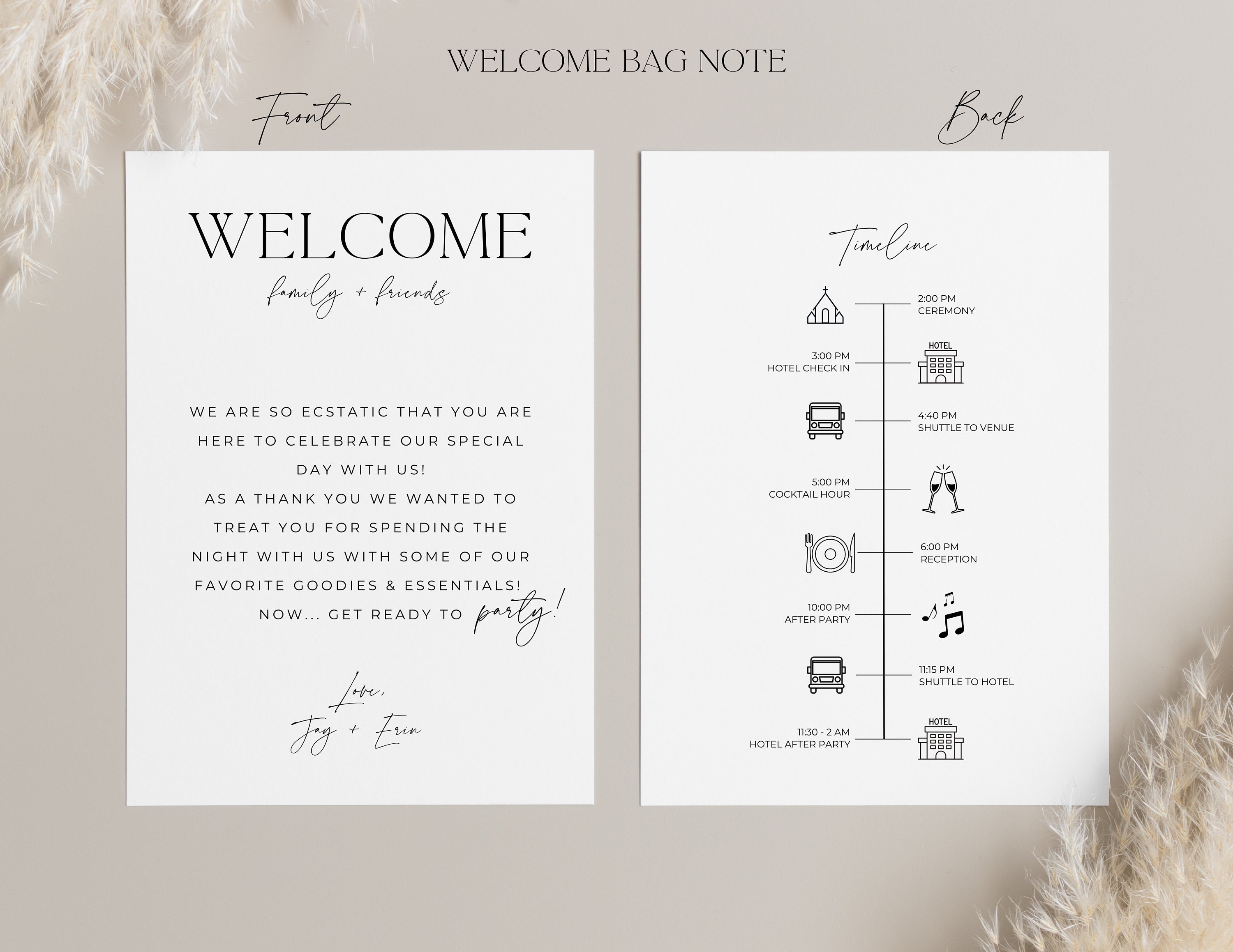 Modern Welcome Bag Guest Note - Etsy
