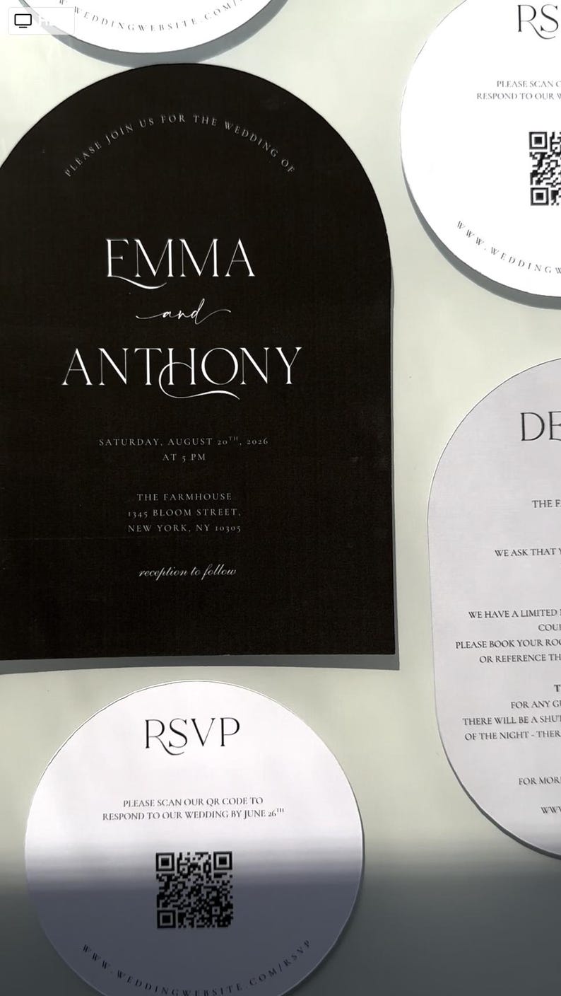 The "emma" Arch Shaped Wedding Invitation Suite - Etsy