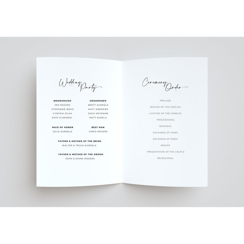 Modern Wedding Ceremony Program Template - Etsy