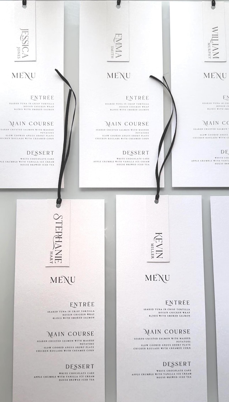 Emma Dinner Menu & Name Tag Templates - Etsy Canada