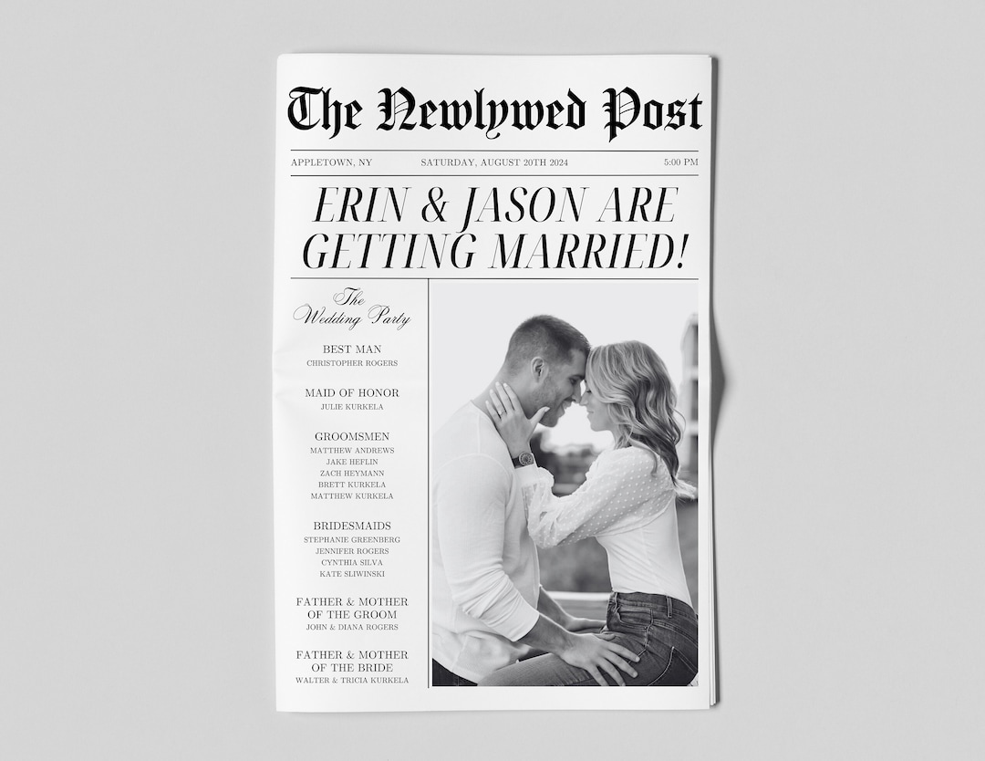 Wedding Newspaper Template - Etsy