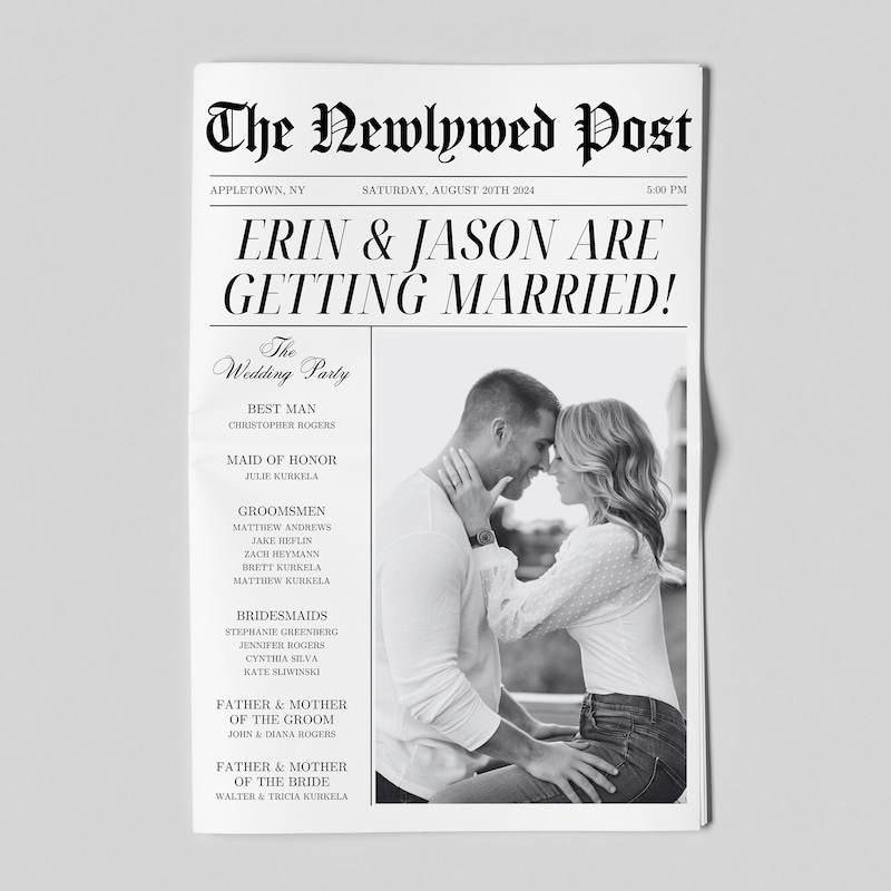 Wedding Newspaper Classy - Etsy
