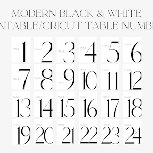 Modern Black&white Printable Table Numbers 1-30 - Etsy