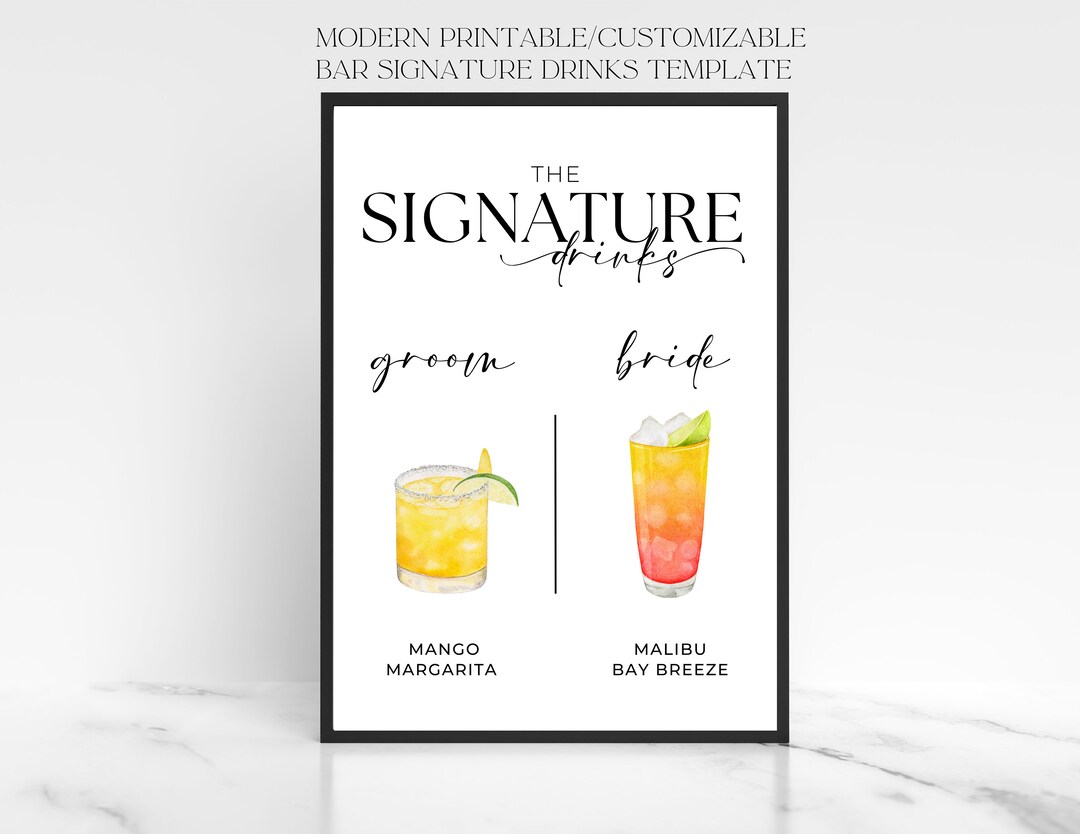Modern Printable Signature Drinks Template - Etsy