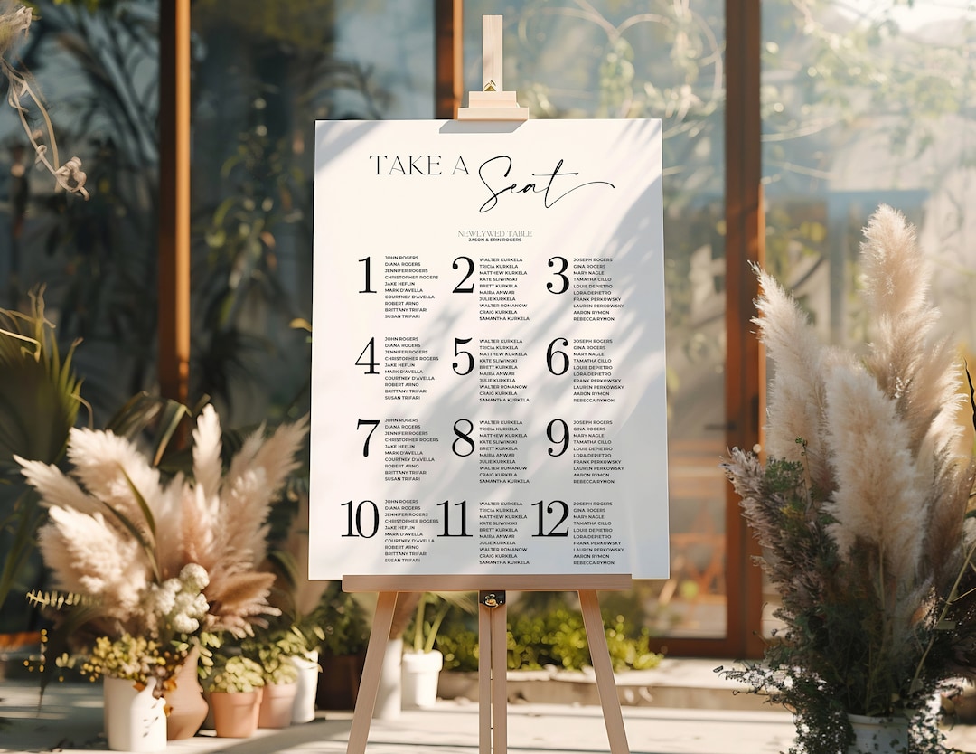 Modern Simplistic Black&white Seating Chart Template - Etsy