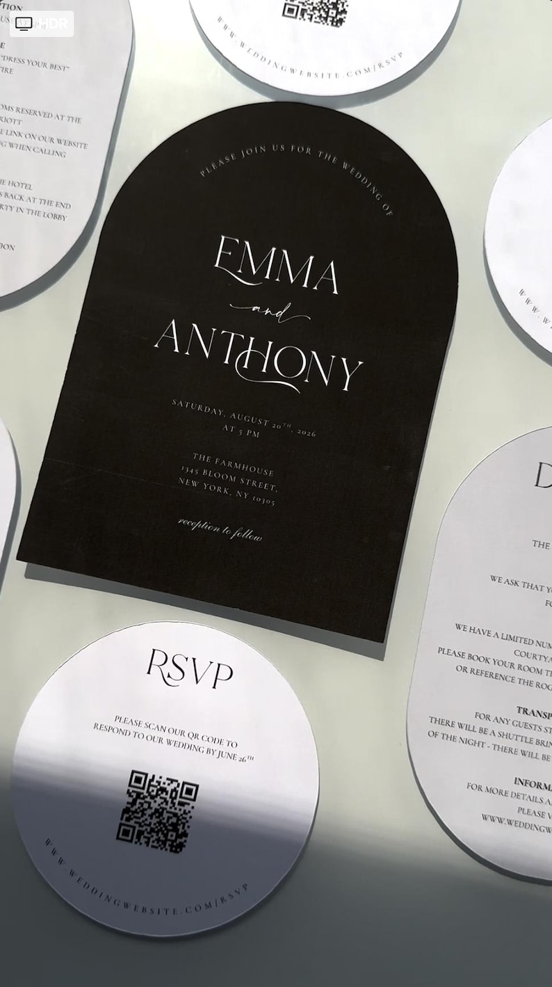 The "emma" Arch Shaped Wedding Invitation Suite - Etsy