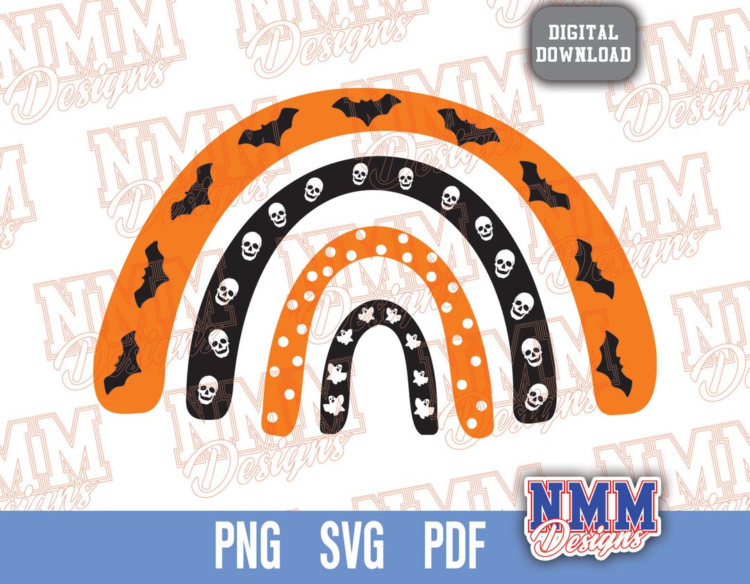 Halloween Pumpkin Rainbow SVG Clipart, Cool Rainbow Halloween Image ...