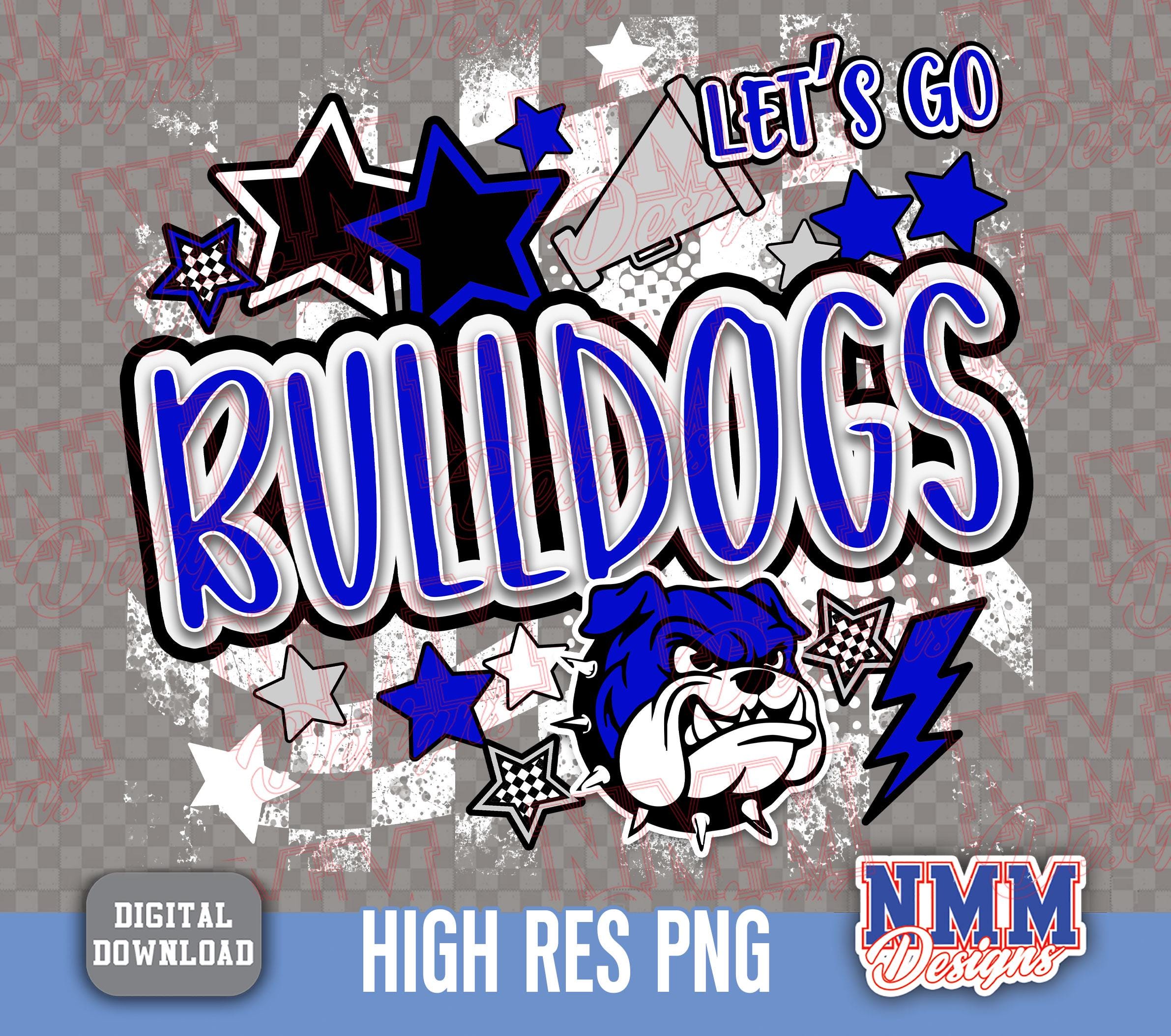 Let's Go Bulldogs Preppy Mascot Png | Digital Download | Blue Black ...