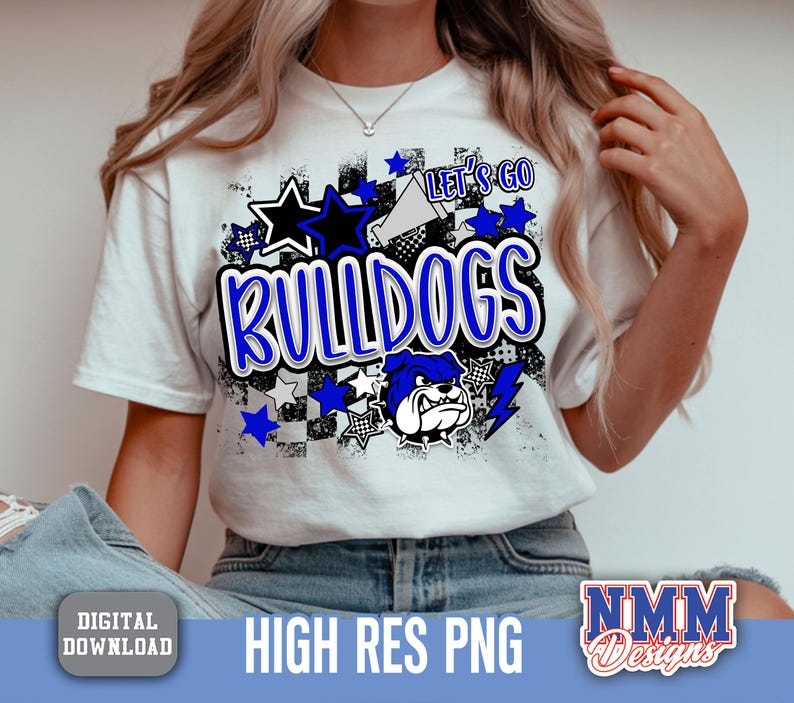 Let's Go Bulldogs Preppy Mascot Png | Digital Download | Blue Black ...