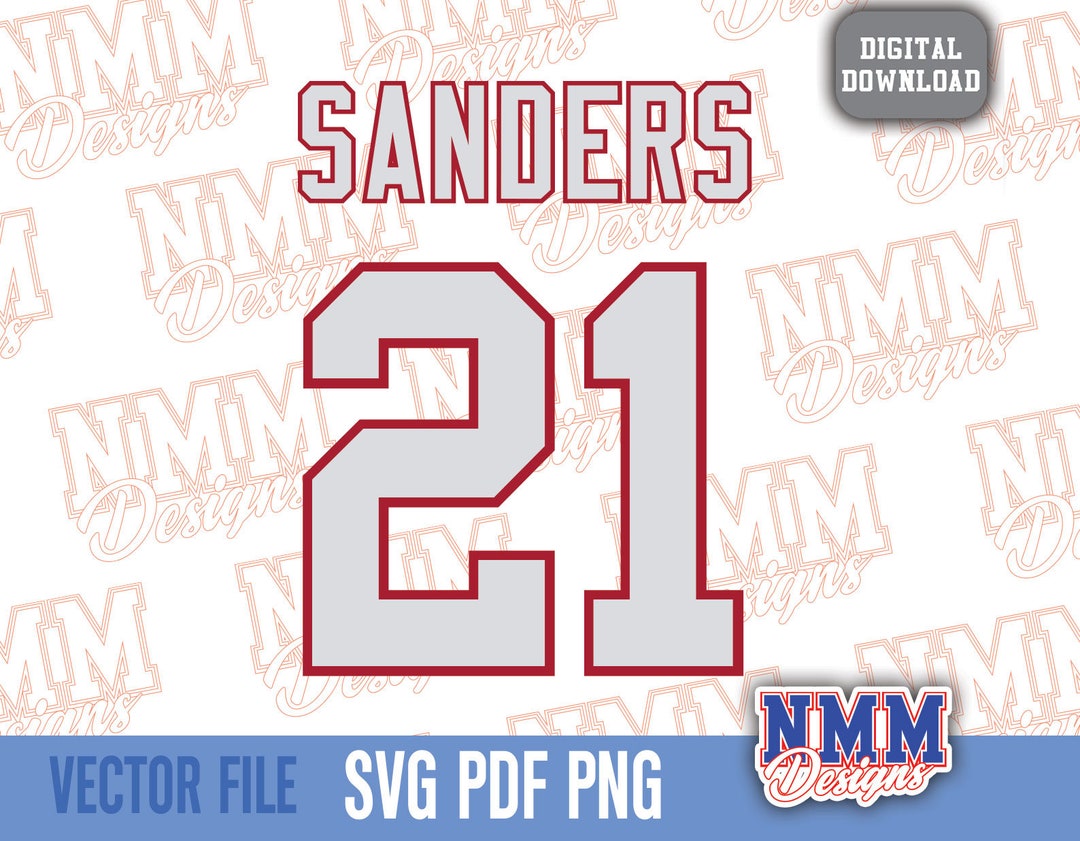 Sanders Jersey Number 21 SVG PNG: School Sports Design (digital ...