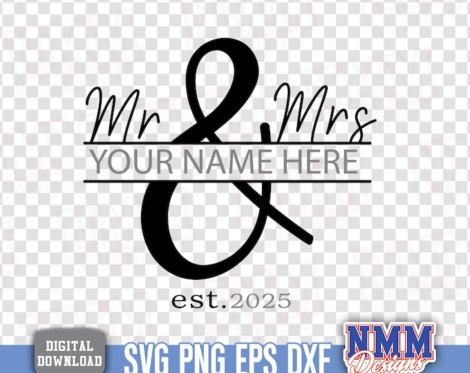 Mr. and Mrs. Monogram Svg Bundle, Family Monogram Svg, Wedding Split ...