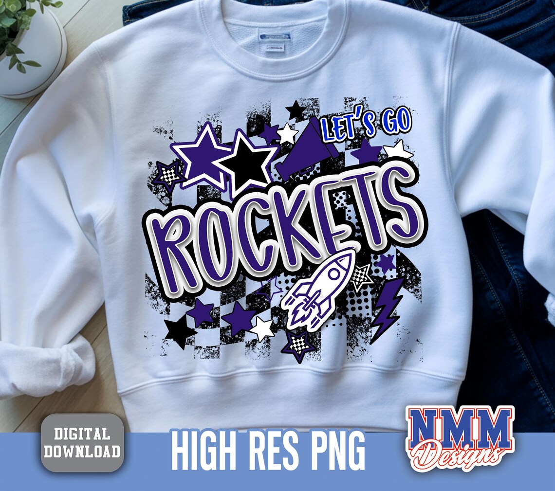 Cheer Rockets Preppy Mascot Png | Digital Download | Purple Black White ...