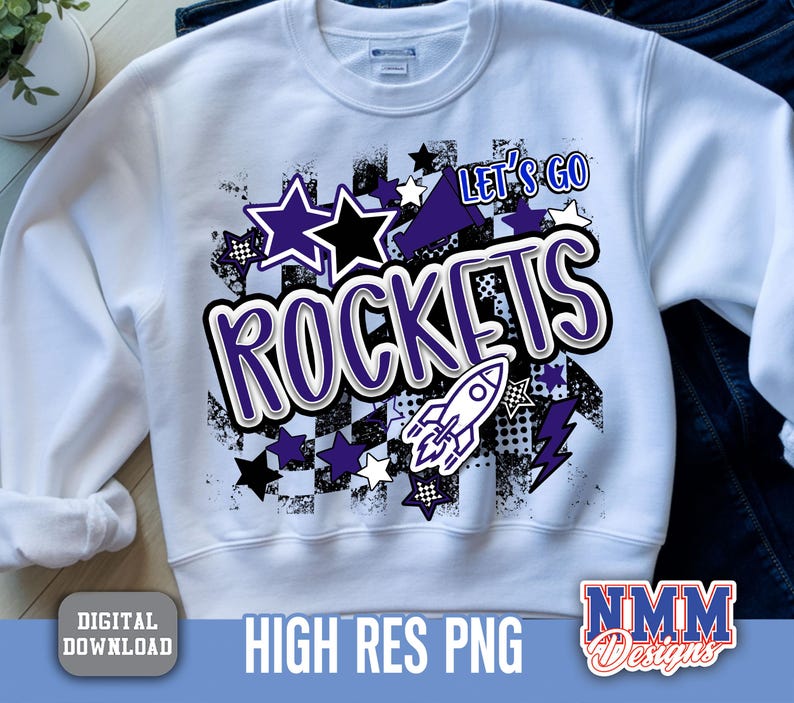 Cheer Rockets Preppy Mascot Png | Digital Download | Purple Black White ...