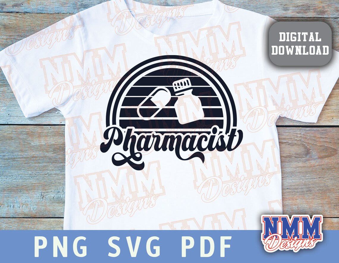 Retro Pharmacist SVG: Wavy Text Design, Cricut & Silhouette (digital ...