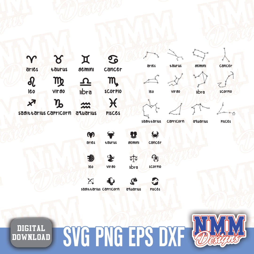 Zodiac Sign SVG Bundle - Astrology Signs Clipart for Cricut, Zodiac SVG ...