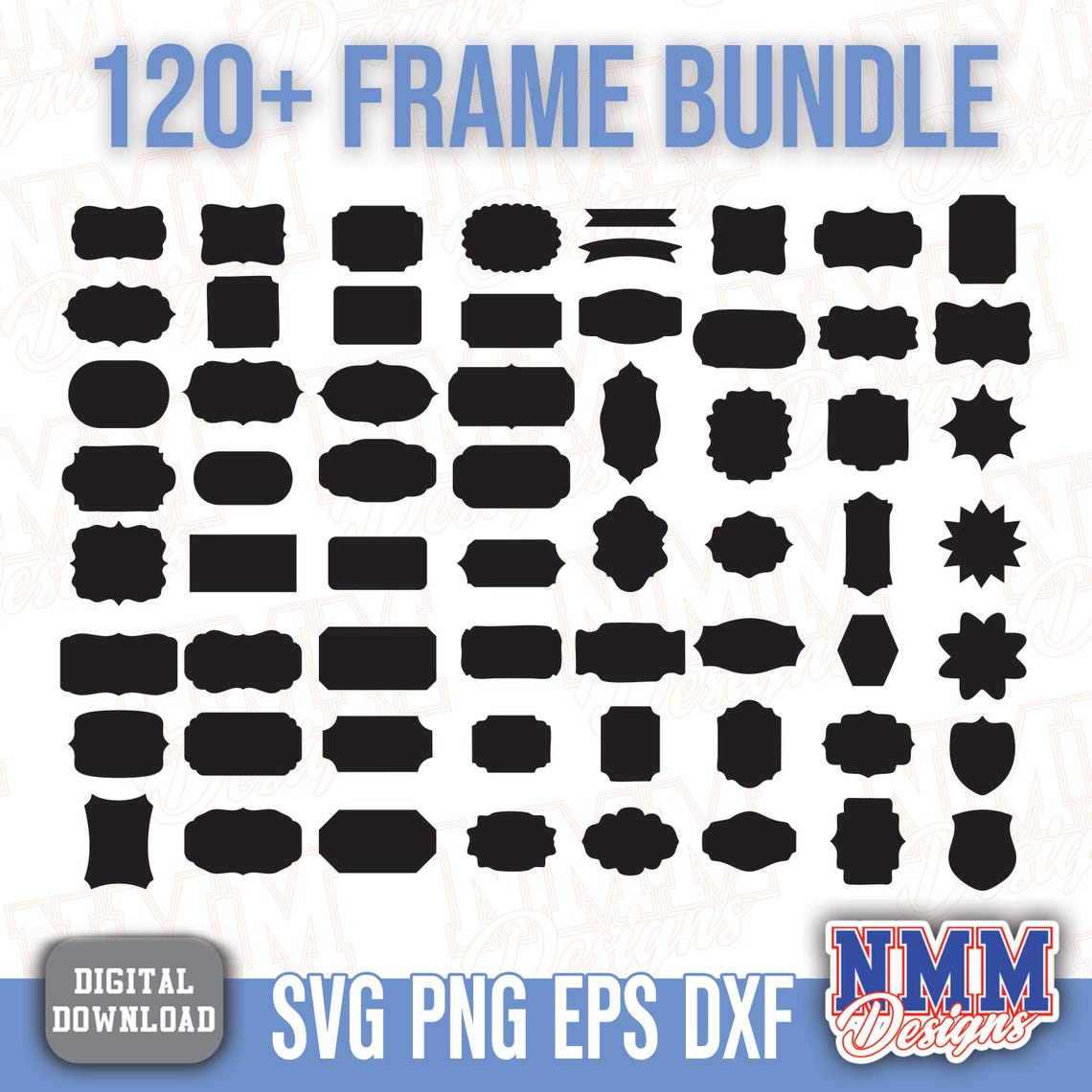 Vintage Label Frames SVG Bundle: Banner Shapes Clipart (digital ...