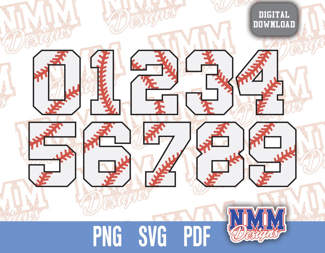 Baseball Numbers SVG File for Cricut & Silhouette | Sports Team T-shirt ...