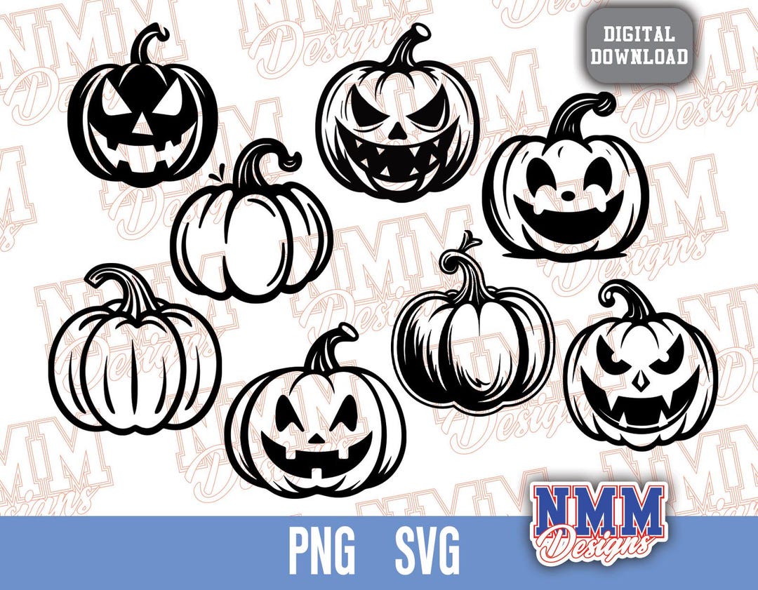 Pumpkins Bundle Jack O Lantern SVG Halloween, Witch Silhouette, Png ...