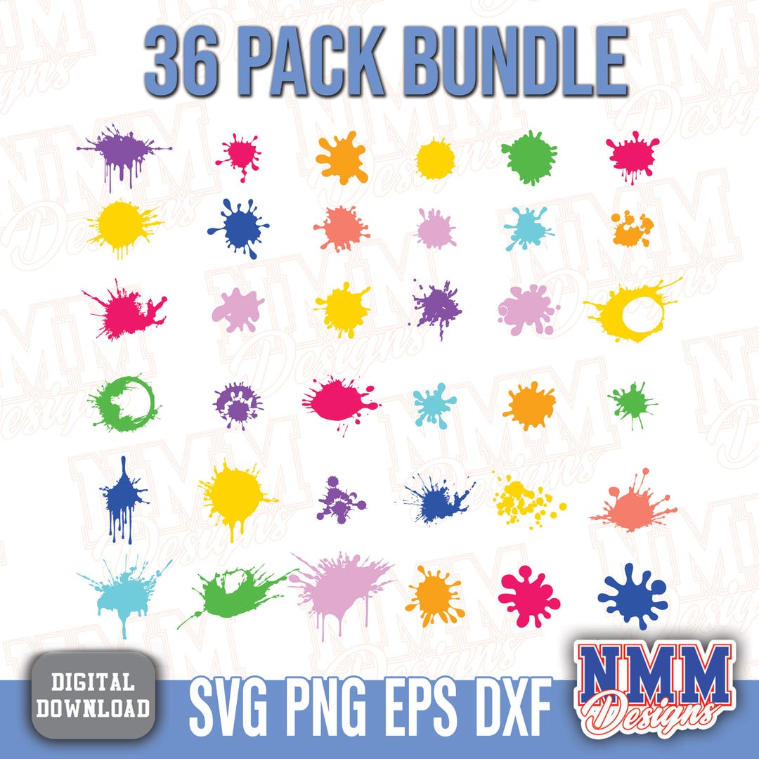 Paint Splatter SVG Bundle – Ink & Paint Splash Clip Art, Drip Cut Files ...