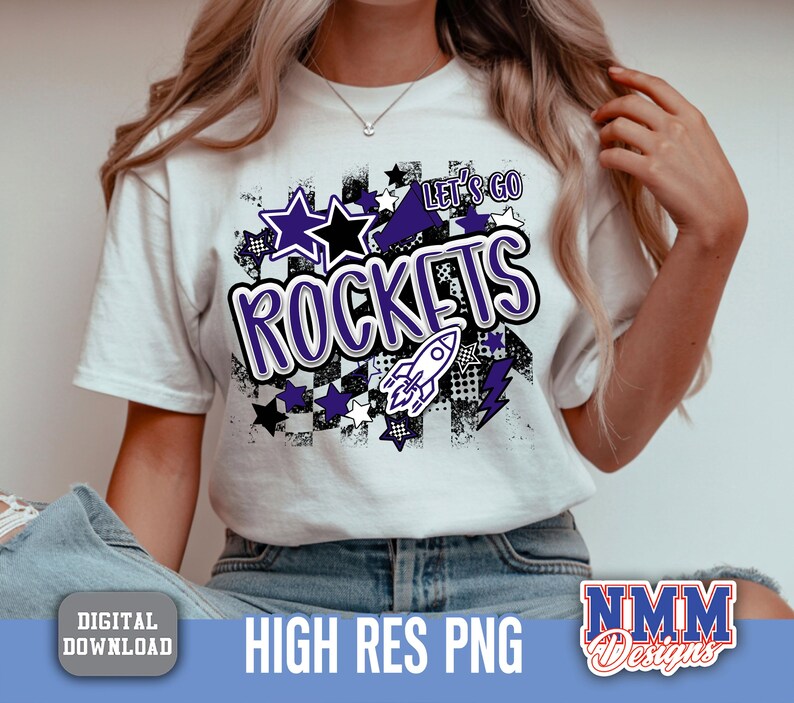 Cheer Rockets Preppy Mascot Png | Digital Download | Purple Black White ...