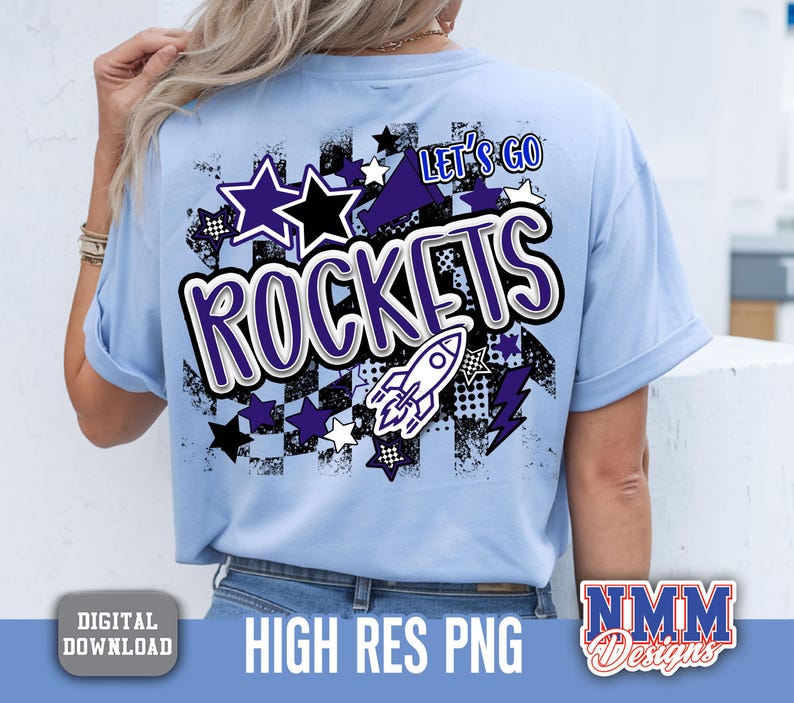 Cheer Rockets Preppy Mascot Png | Digital Download | Purple Black White ...