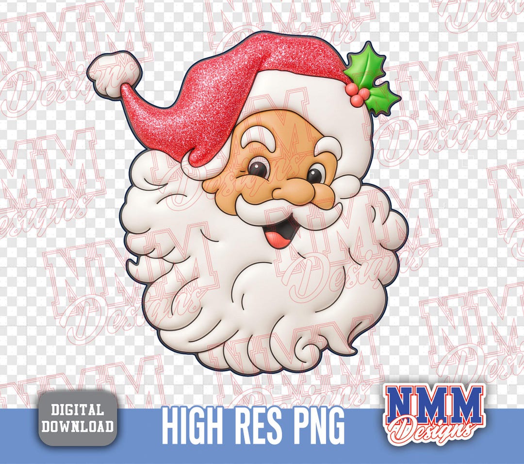 Retro Puff Glitter Santa PNG, Christmas Clipart (digital Download) - Etsy