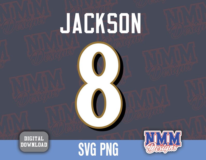 Jackson Jersey Number 8 SVG PNG: School Sports Design (digital Download ...
