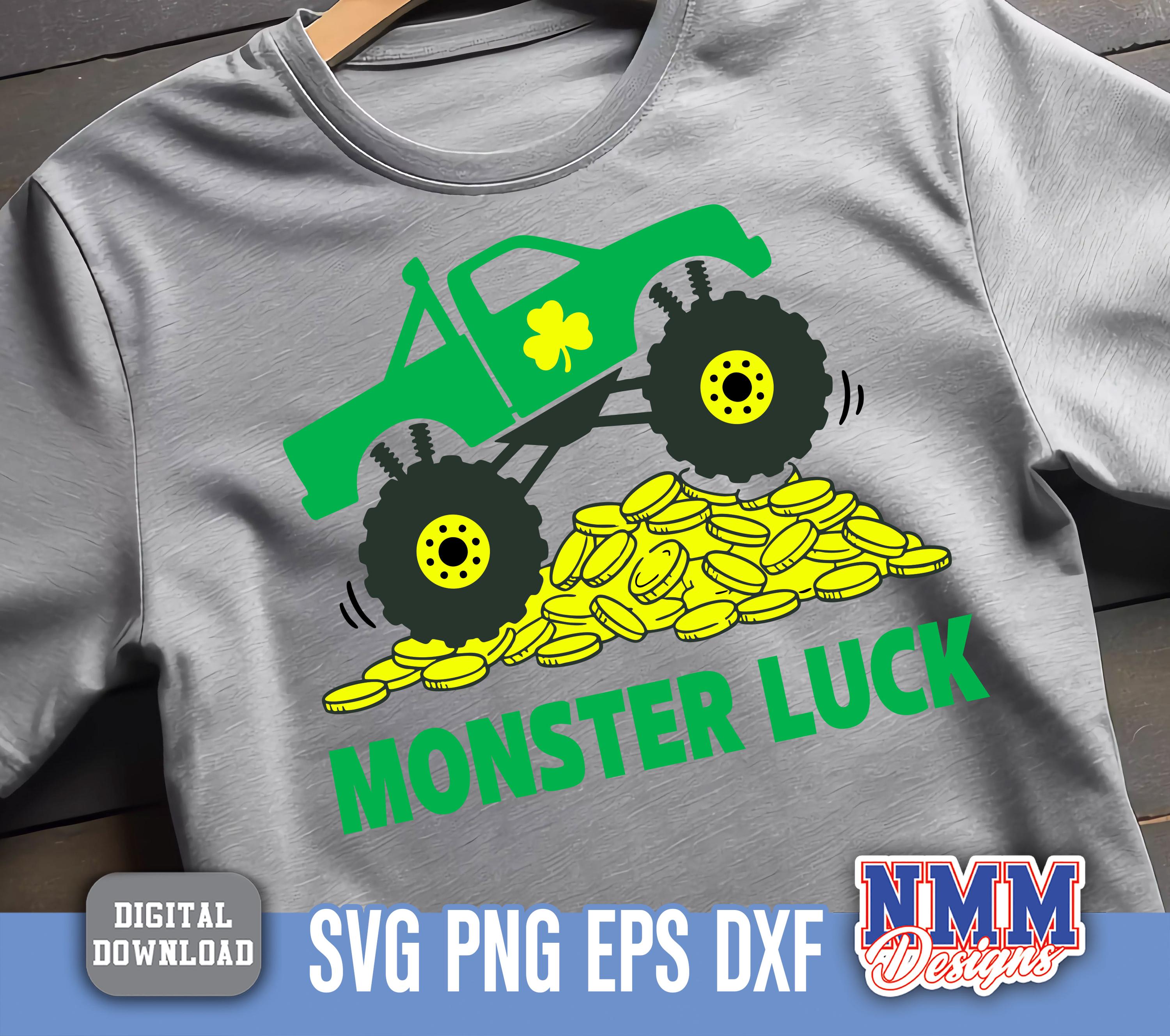 St Patricks Day Monster Luck Boys SVG PNG PDF: T-shirt Design (digital ...