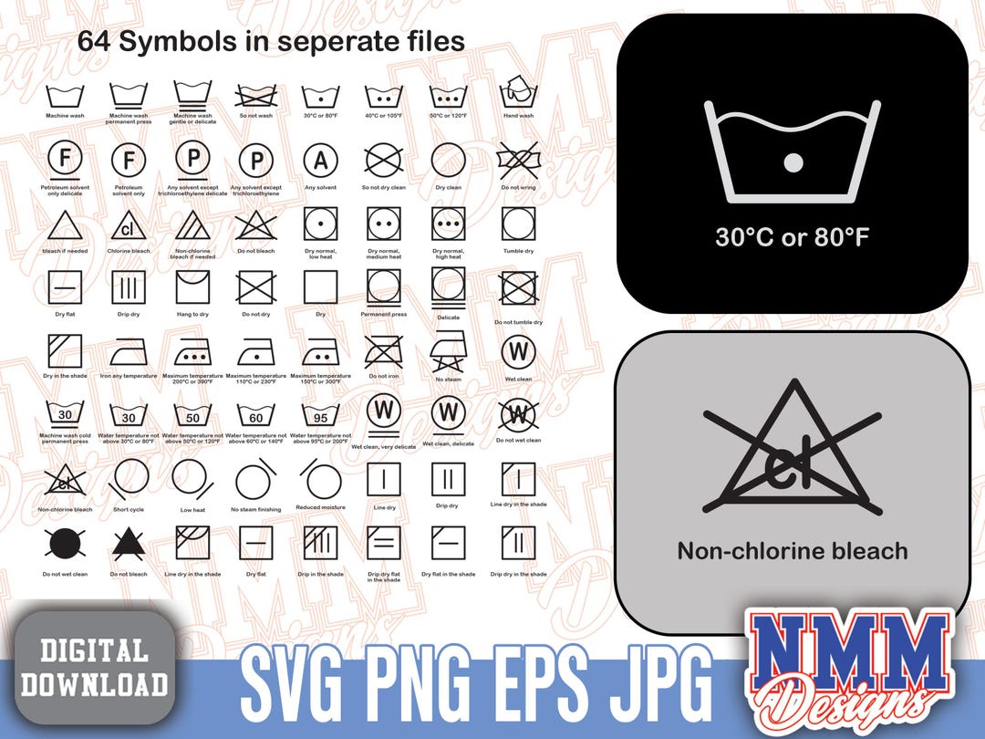 Laundry Symbol SVG Bundle | Cloth Care Symbols, Washing Instructions ...