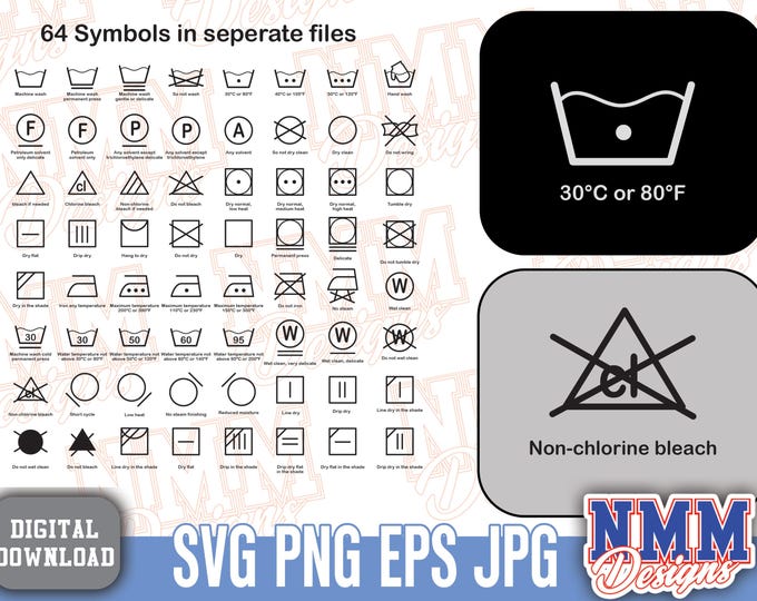Laundry Symbols SVG, PNG. Cloth Care Symbols SVG. Washing Instruction ...