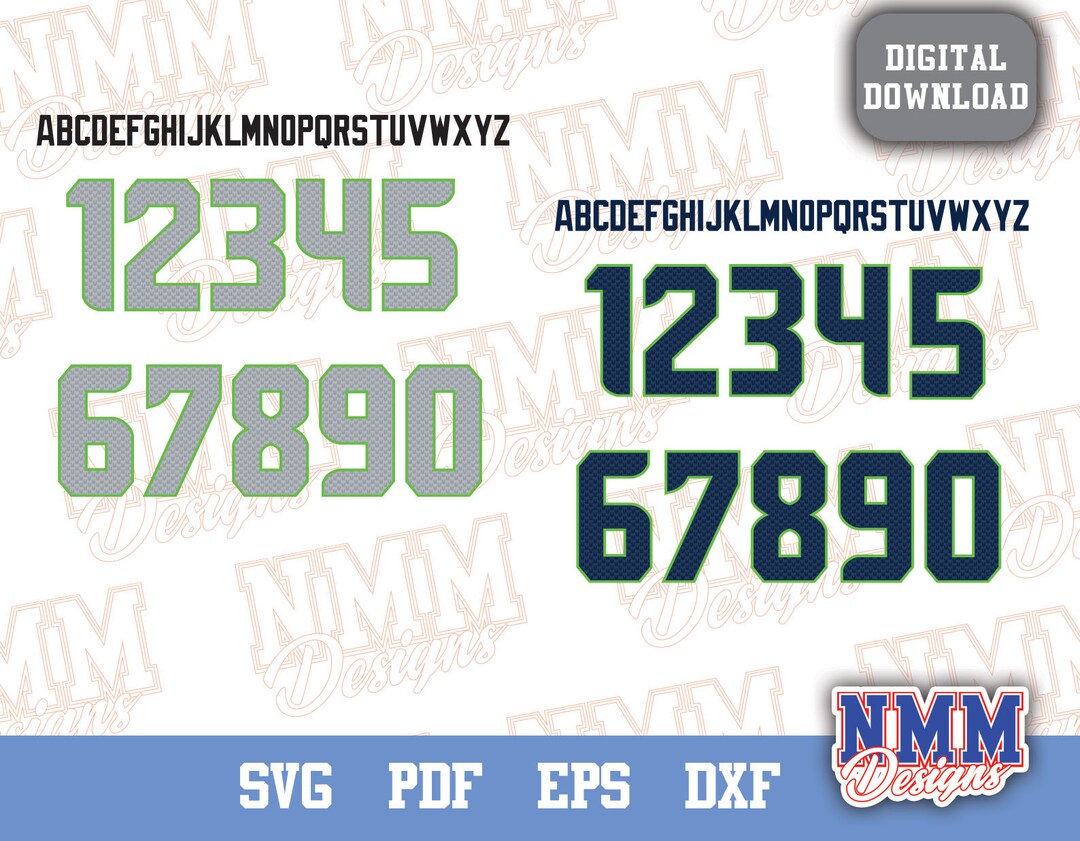Seattle Sports Font: Football Jersey Letters & Numbers (SVG, PDF, EPS ...