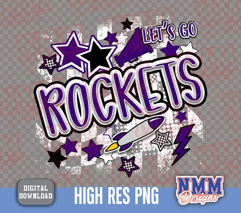 Cheer Rockets Preppy Mascot Png | Digital Download | Purple Black White ...